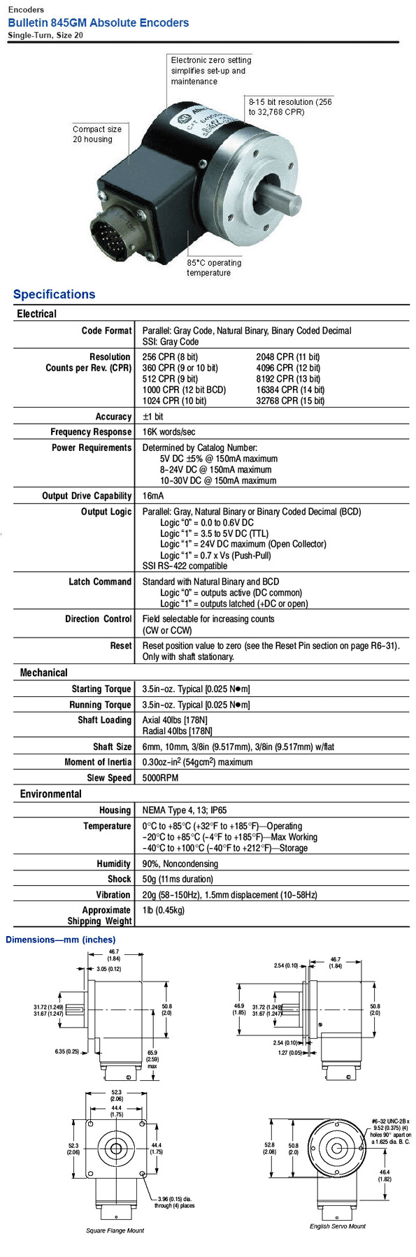 PRODUCT 845GM Single-Turn Absolute Encoders : บริษัท ร็อกเวล ออโตเมชั่น ...